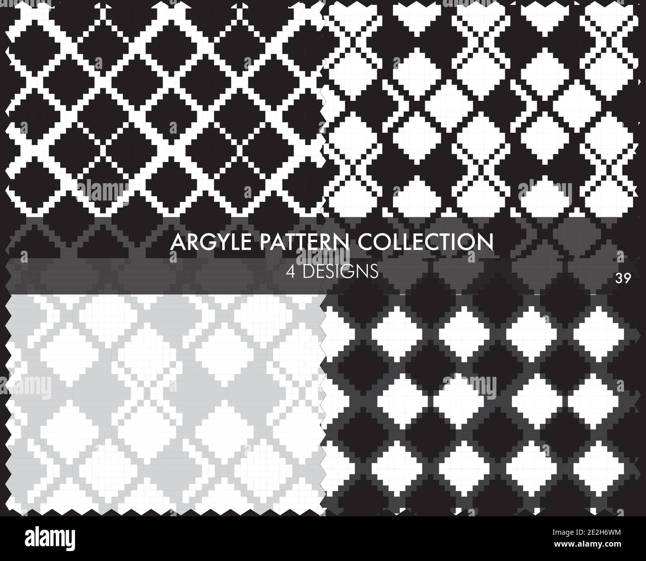 Argyle seamless pattern collection includes 4 design swatches for fashion textiles, knitwear and ...