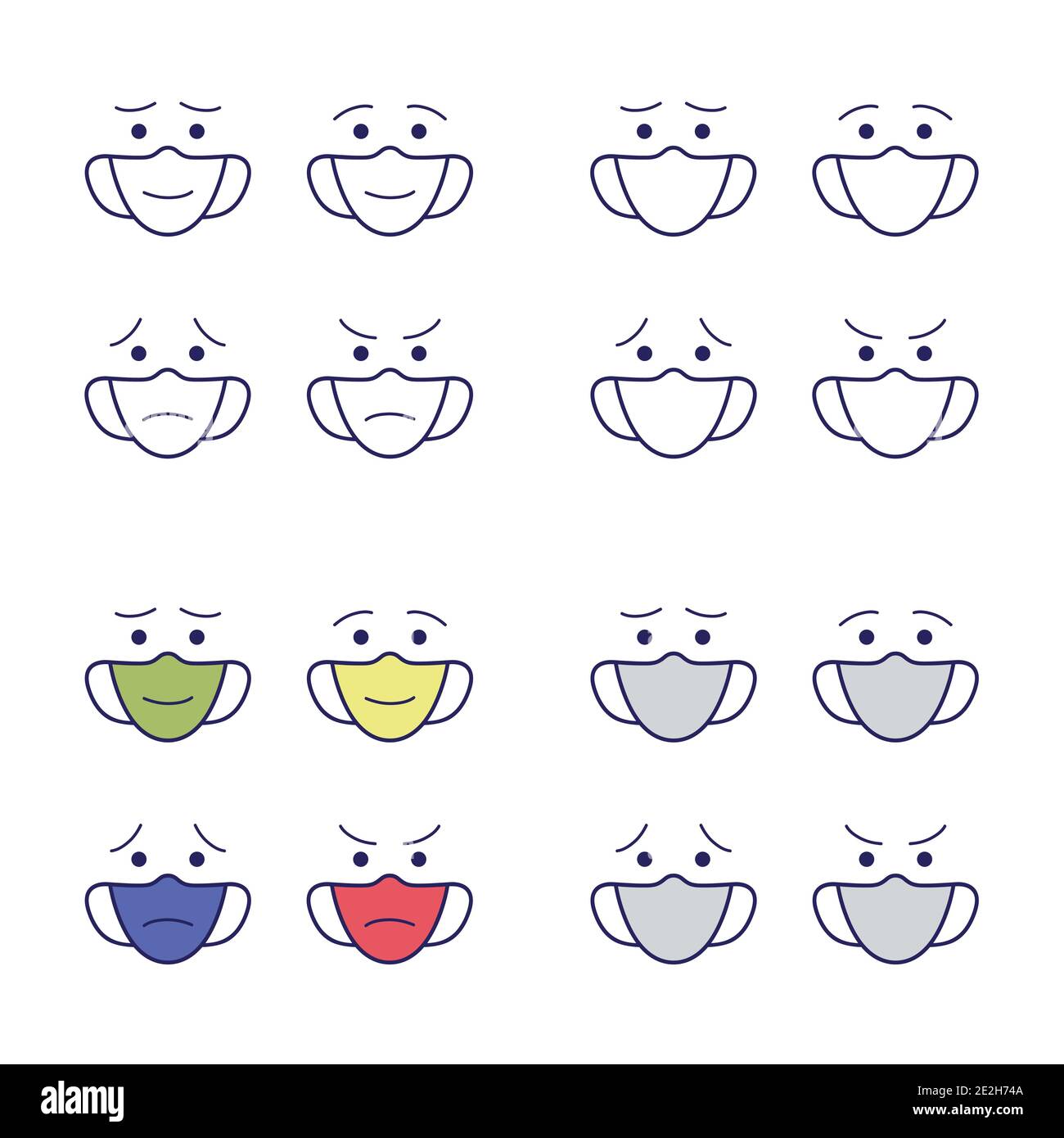 Set of face masks with expression - vector illustration Stock Vector ...