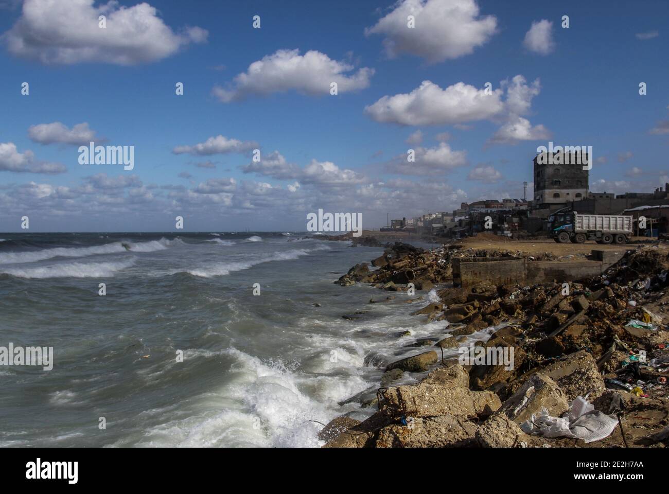 Gaza City, The Gaza Strip, Palestine. 14th Jan, 2021. Gaza beach on a ...
