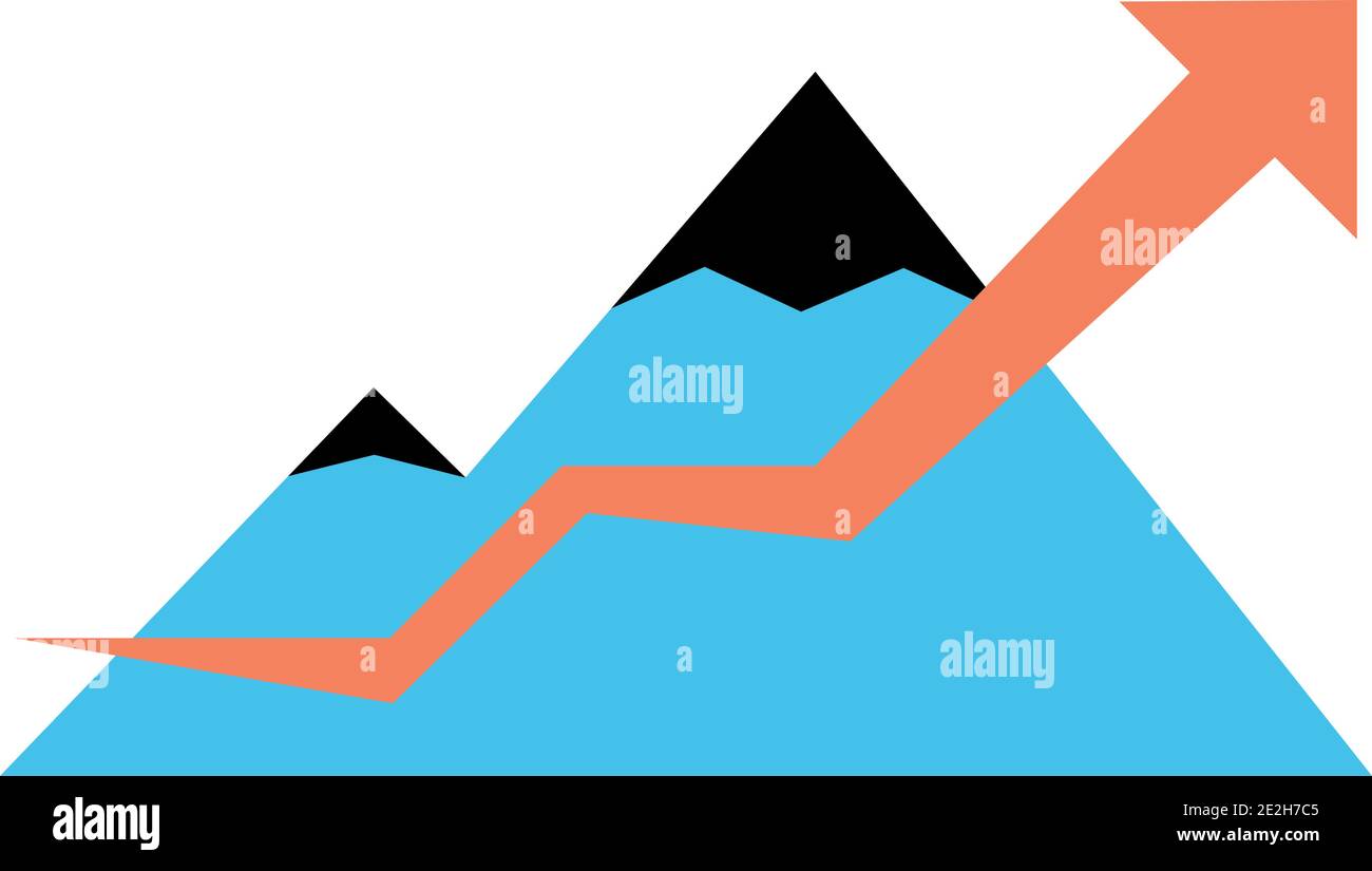 infographic increase arrow in front of pyramid mountains design, data ...