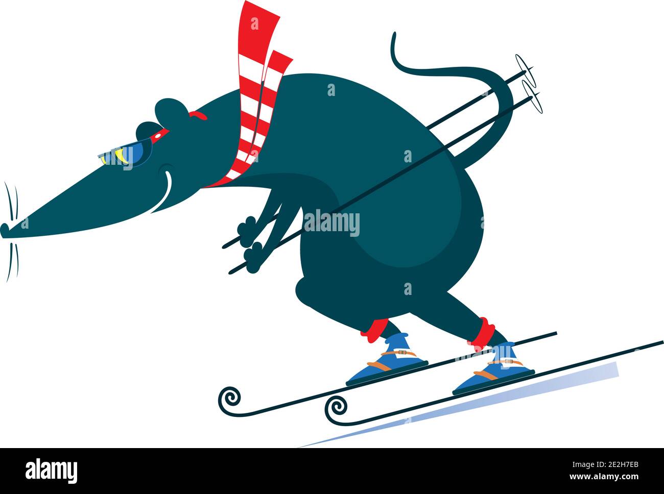 Downhill skier rat mouse illustration rat mouse skier hi-res stock ...