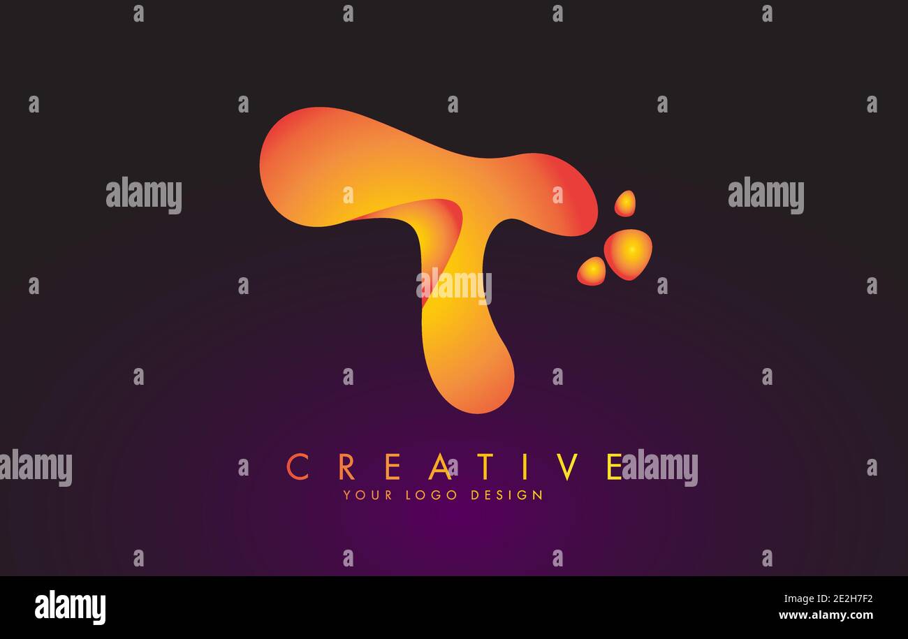 T Letter Logo Design with Dots. Vector Lettering Illustration of Orange ...