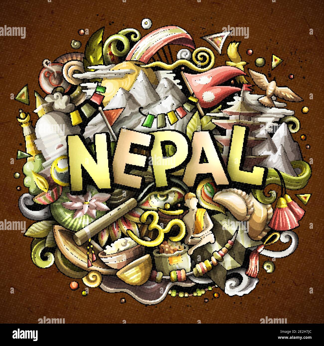 Nepal hand drawn cartoon doodles illustration Stock Vector Image & Art ...