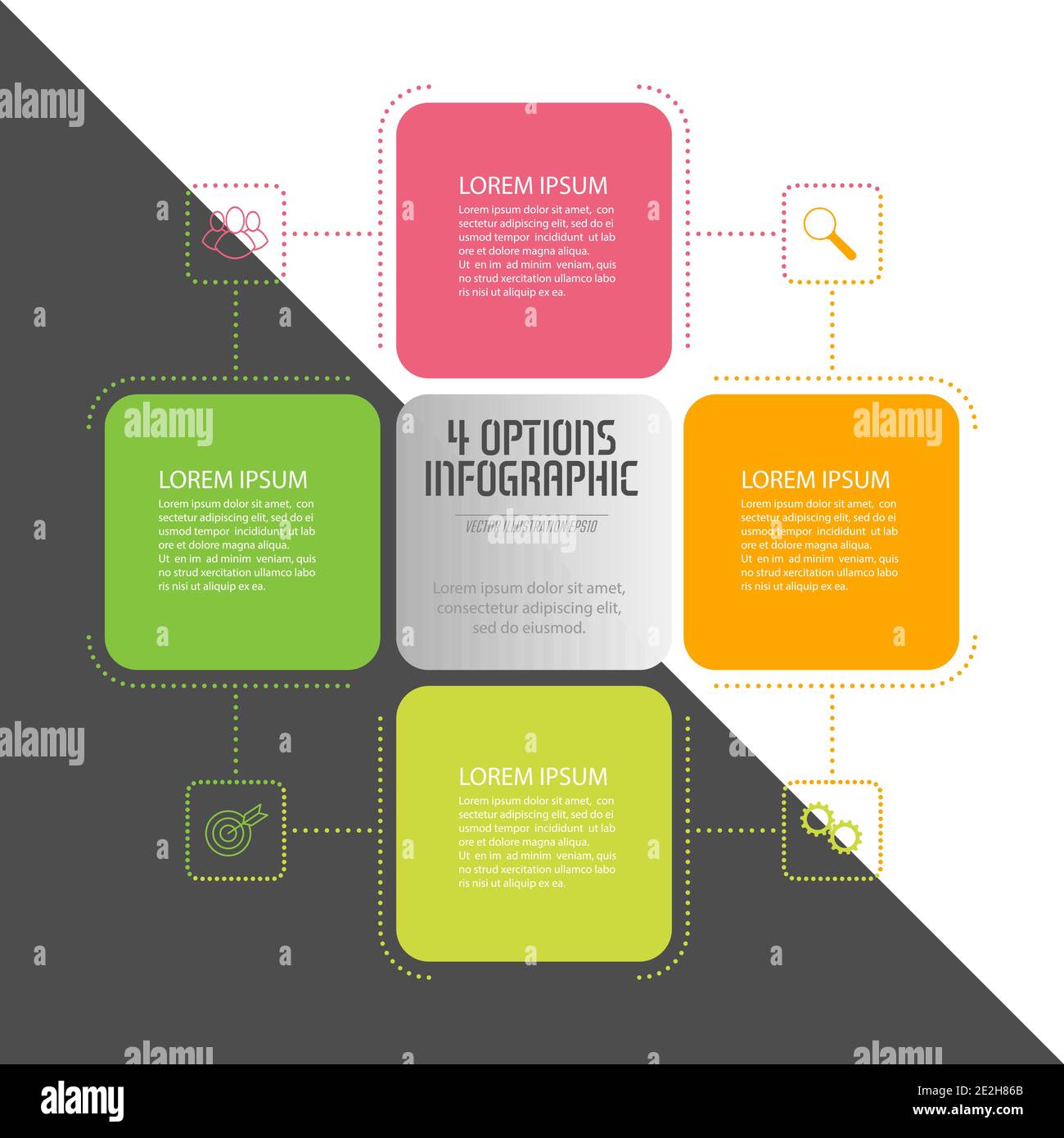 Infographic square. The triangle diagram is divided into 4 parts ...