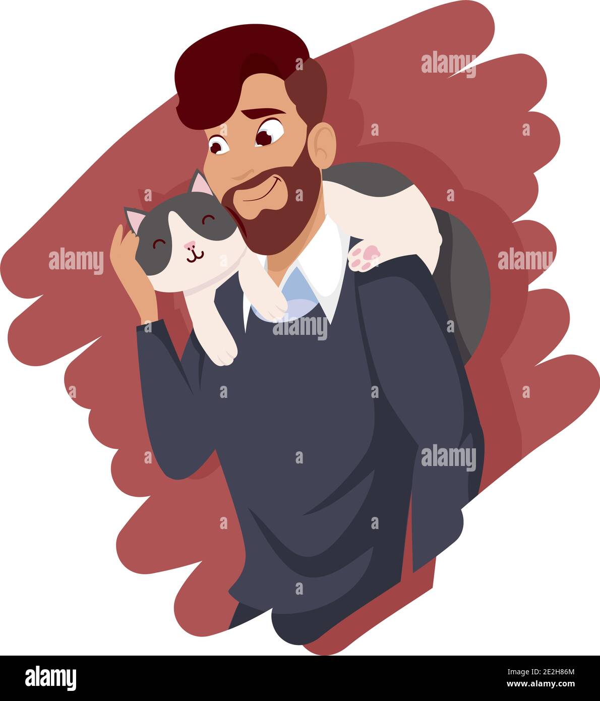 Man with cat mascot design, Pet animal nature and domestic theme Vector ...