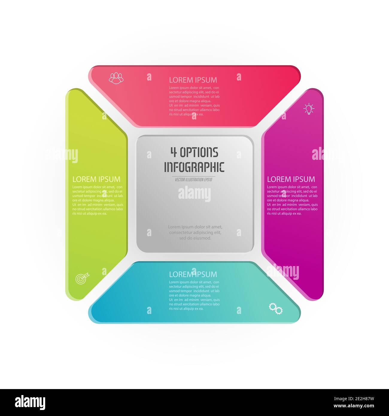 Infographic square. The triangle diagram is divided into 4 parts ...
