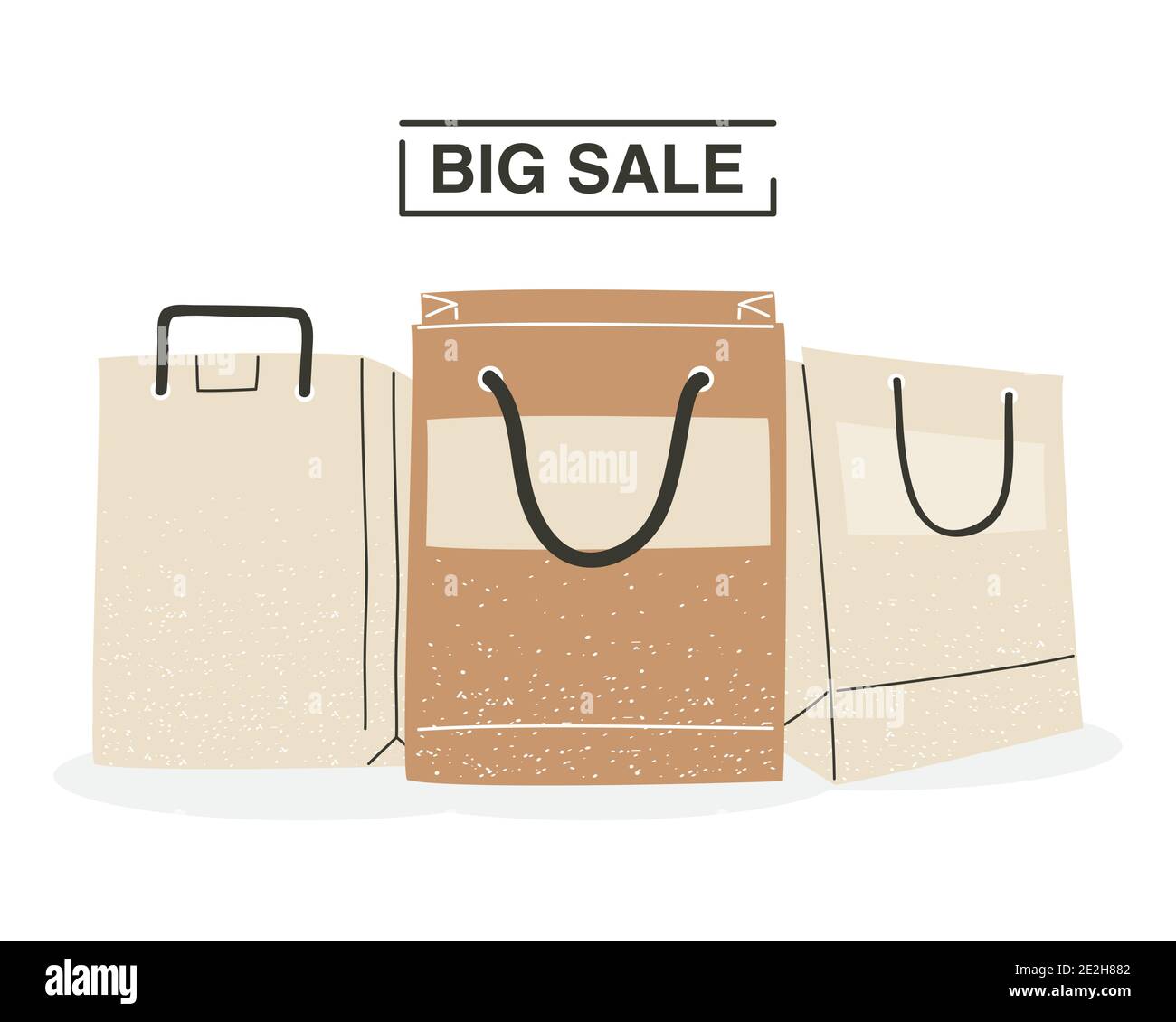 Big sale with shopping bags design of commerce and market theme Vector ...