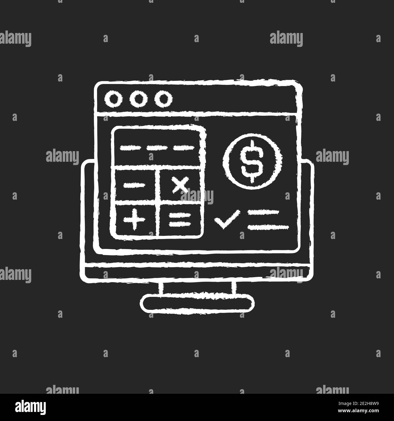 Accounting software chalk white icon on black background Stock Vector ...
