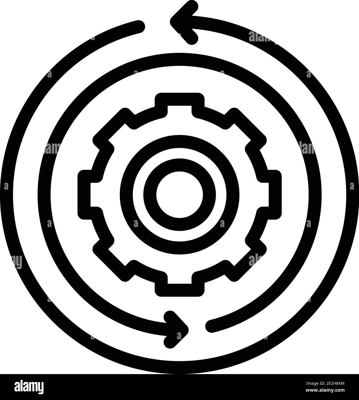 Gear system flow icon. Outline gear system flow vector icon for web ...