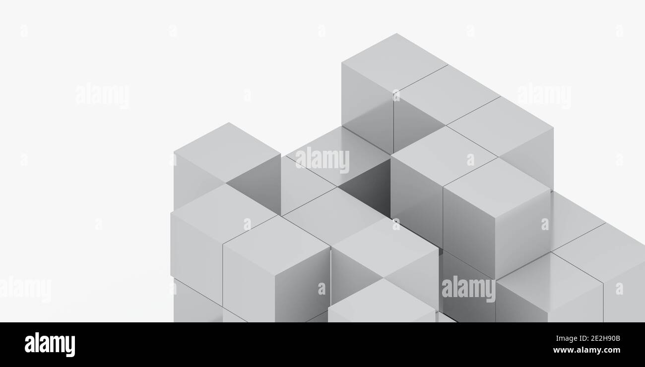 abstract grey cubes minimalistic design 3d render illustration Stock ...