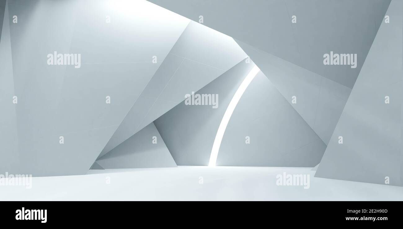 abstract white futuristic hall room 3d render illustration Stock Photo ...