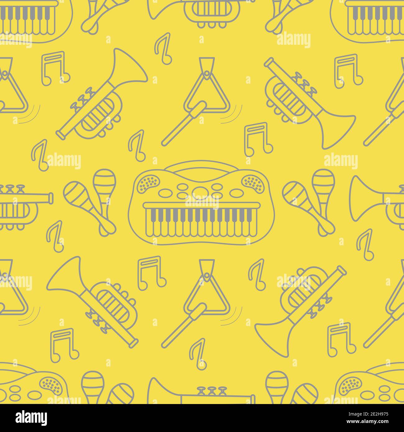 Vector seamless pattern with children's musical toys. Illustration with ...