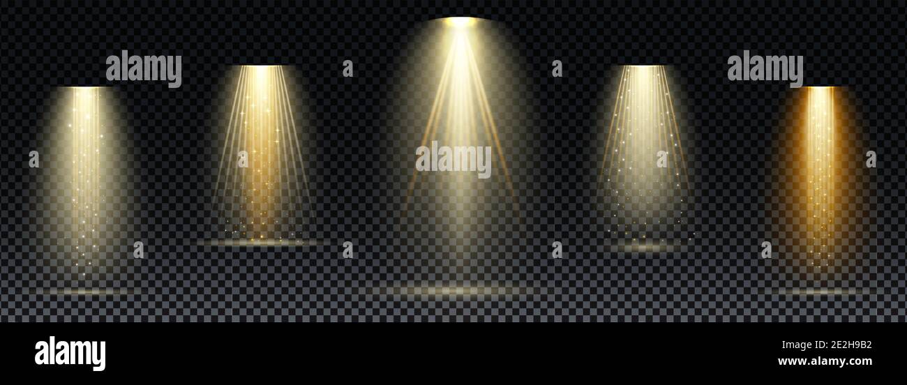Gold spotlight. Bright lighting with spotlights of the stage on ...