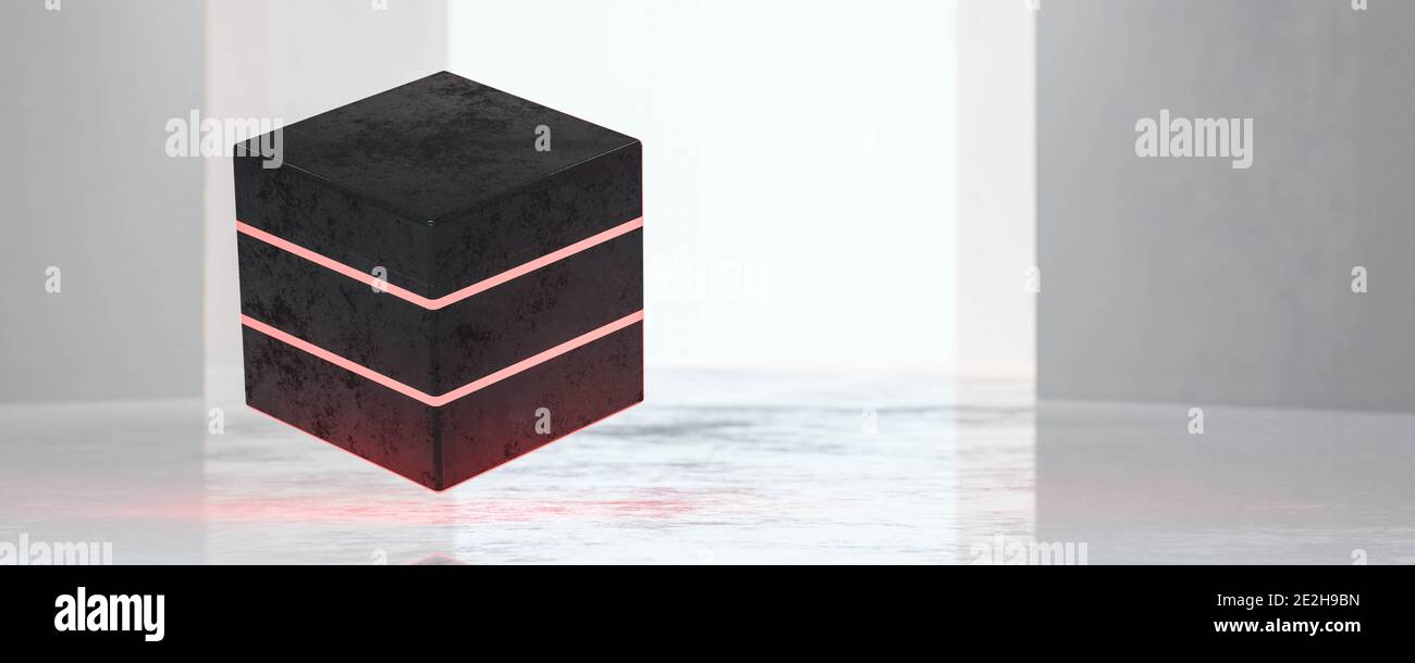 abstract black cube technology design minimalistic futuristic 3d render ...