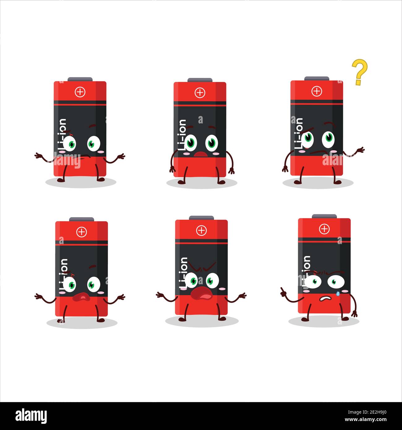 Cartoon character of li ion battery with what expression. Vector ...