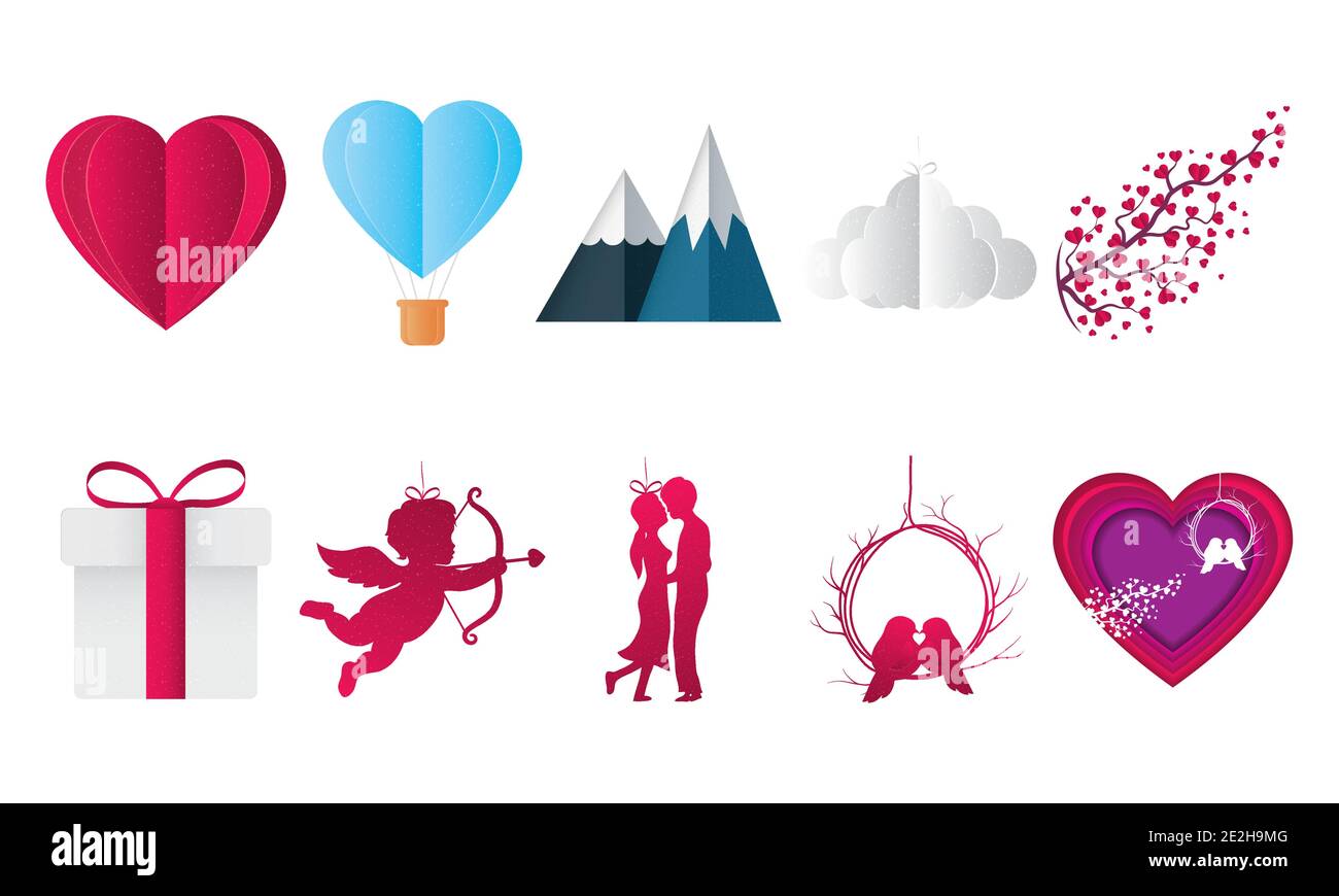 Love icon bundle design of Passion and romantic theme Vector ...