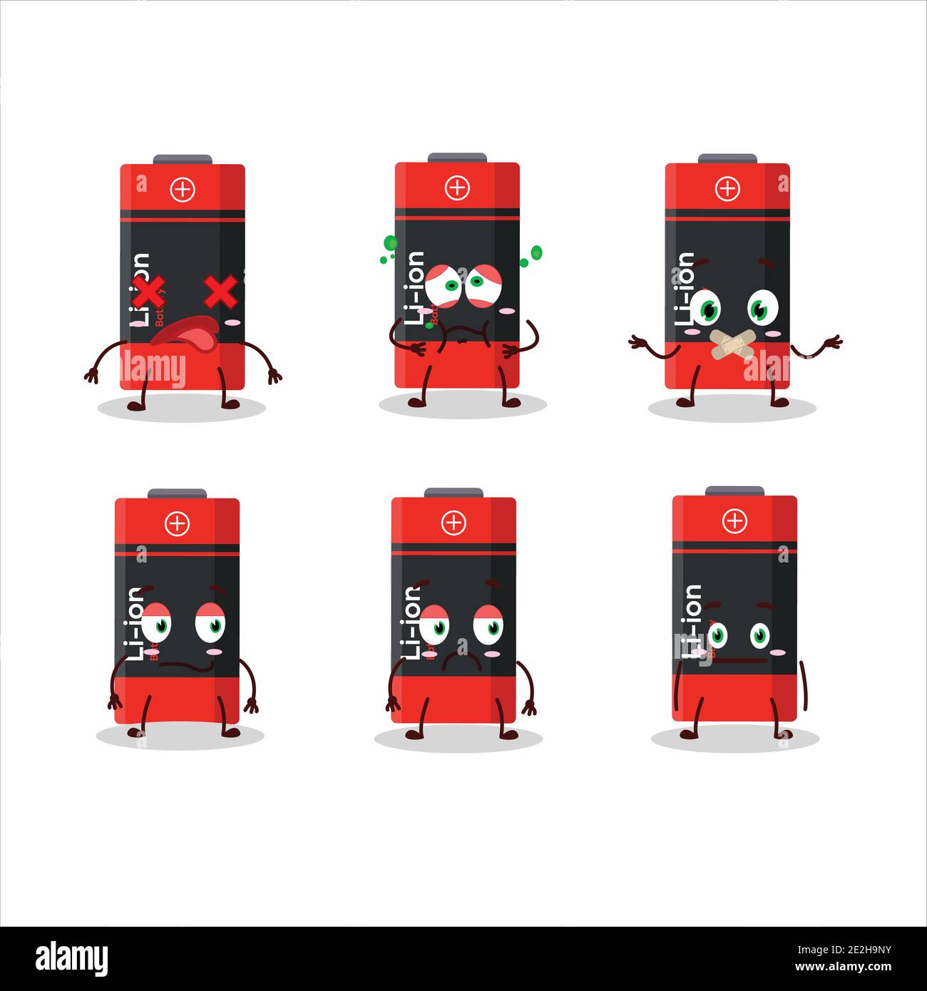 Li ion battery cartoon character with nope expression. Vector ...