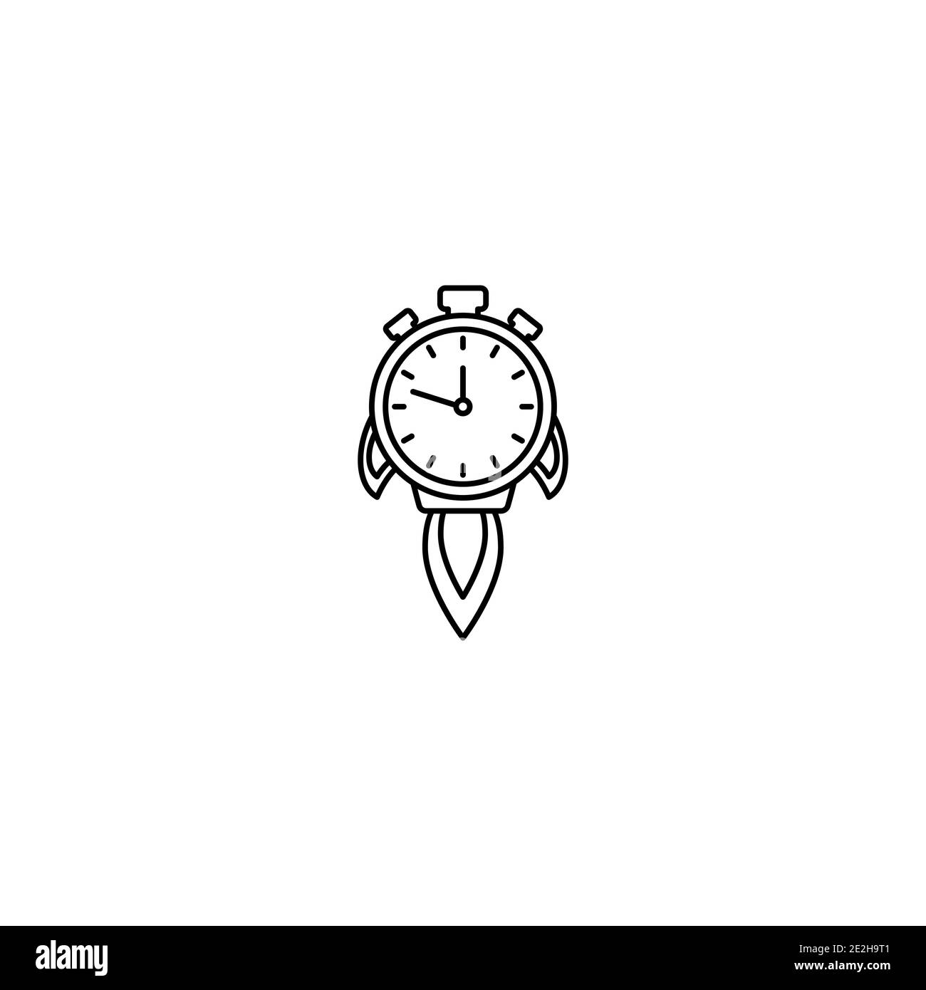 line watch rocket ship with fire. Fast time stop watch, limited offer ...