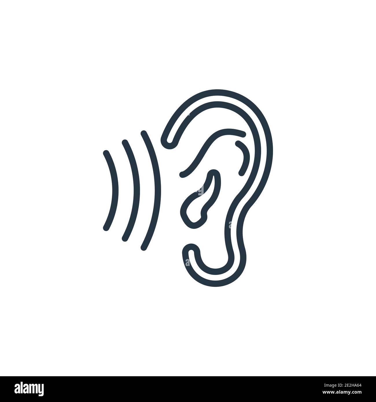Ear outline vector icon. Thin line black ear icon, flat vector simple ...
