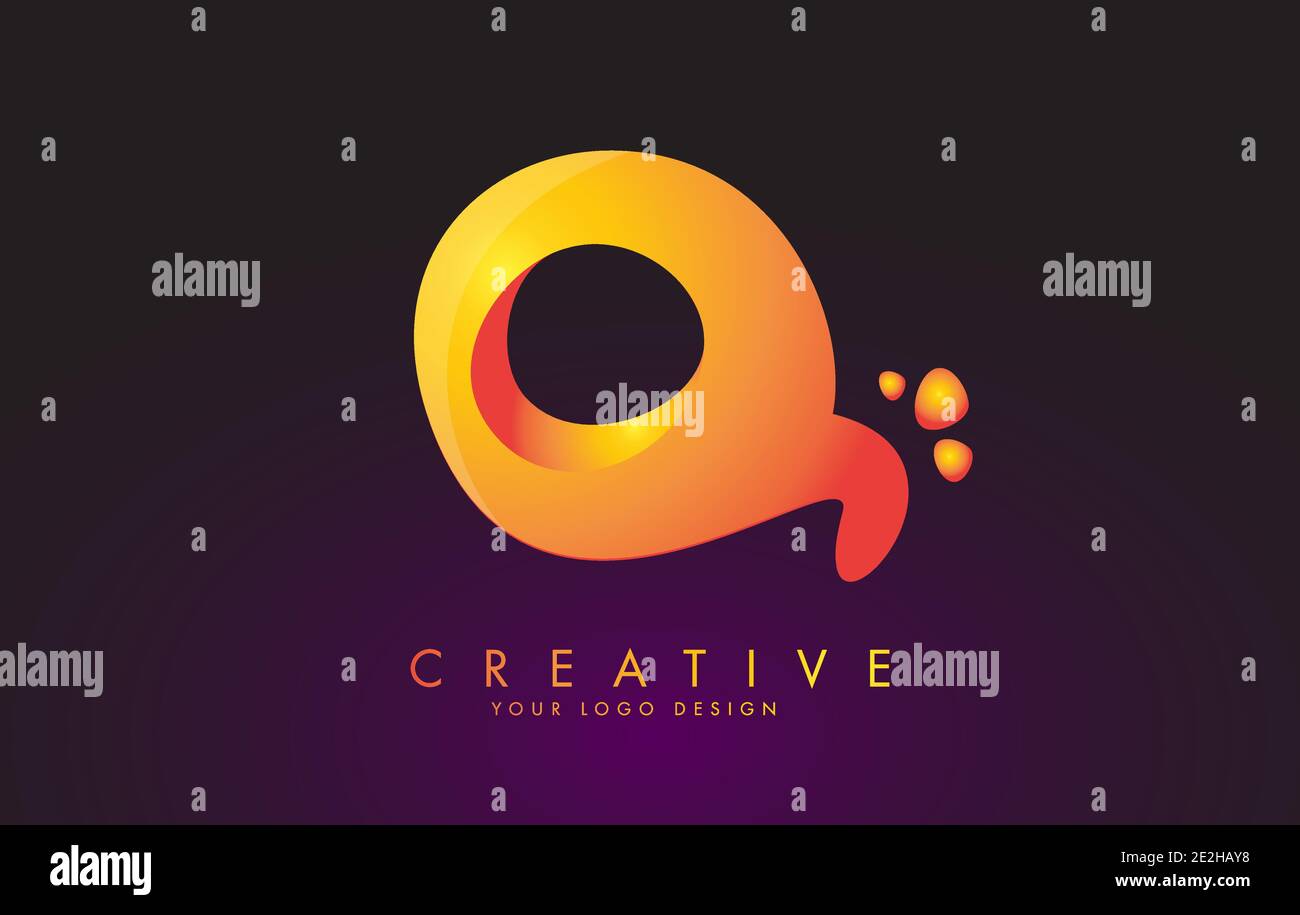 Q Letter Logo Design with Dots. Vector Lettering Illustration of Orange ...