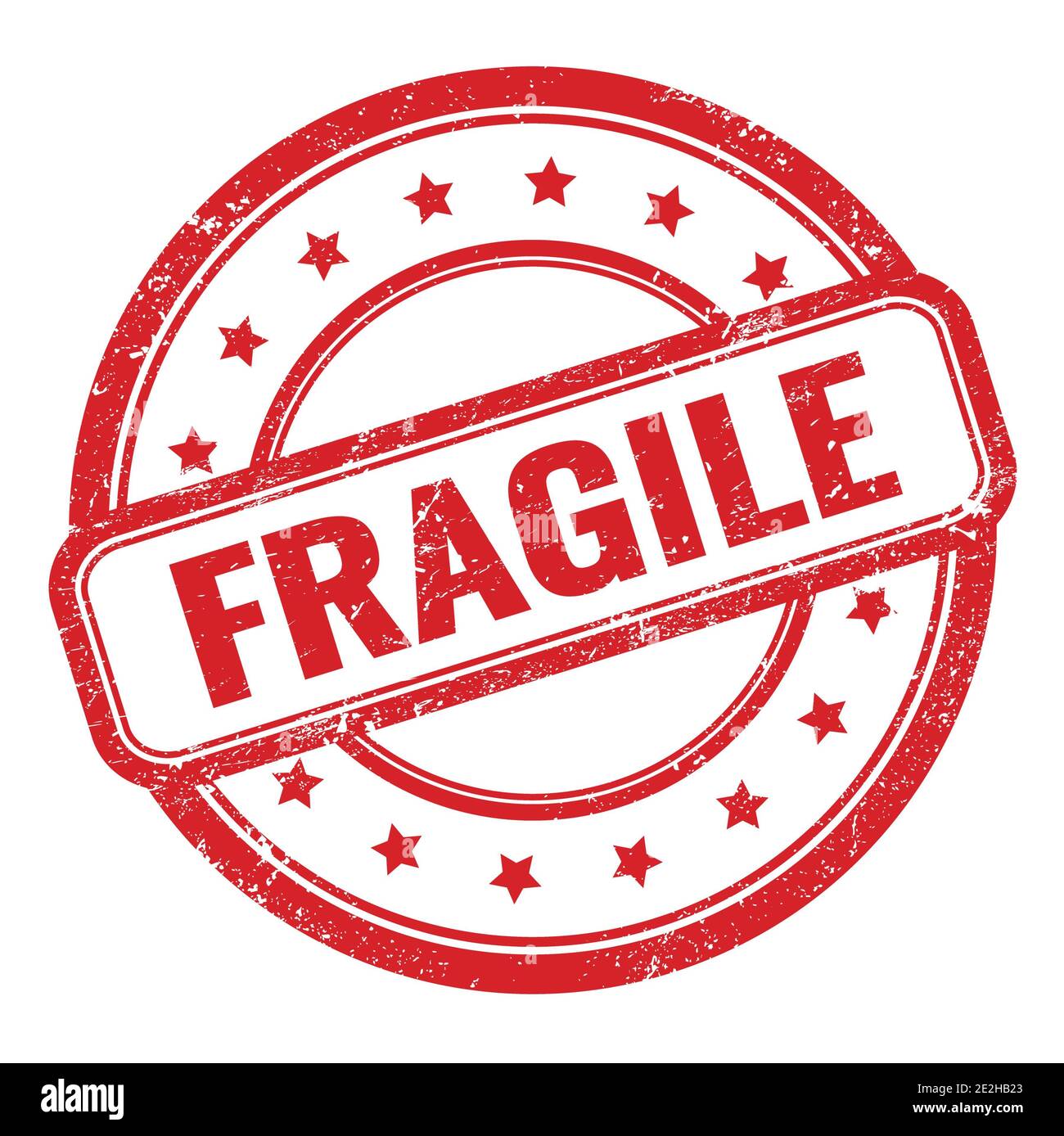 FRAGILE text on red grungy vintage round rubber stamp Stock Photo - Alamy