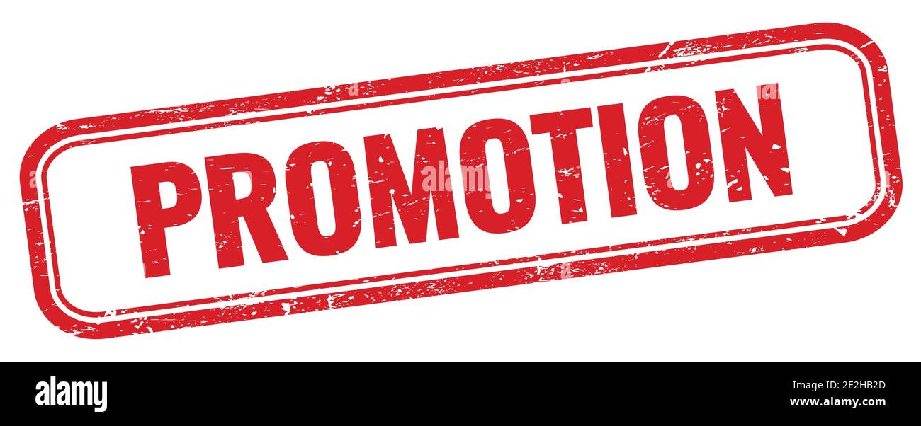 PROMOTION text on red grungy rectangle stamp Stock Photo - Alamy