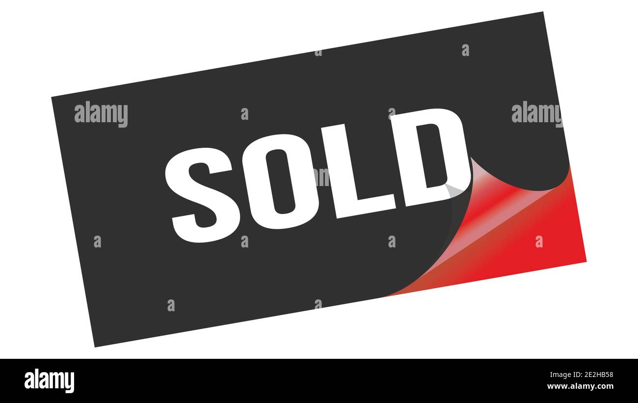 SOLD text written on black red sticker stamp Stock Photo - Alamy