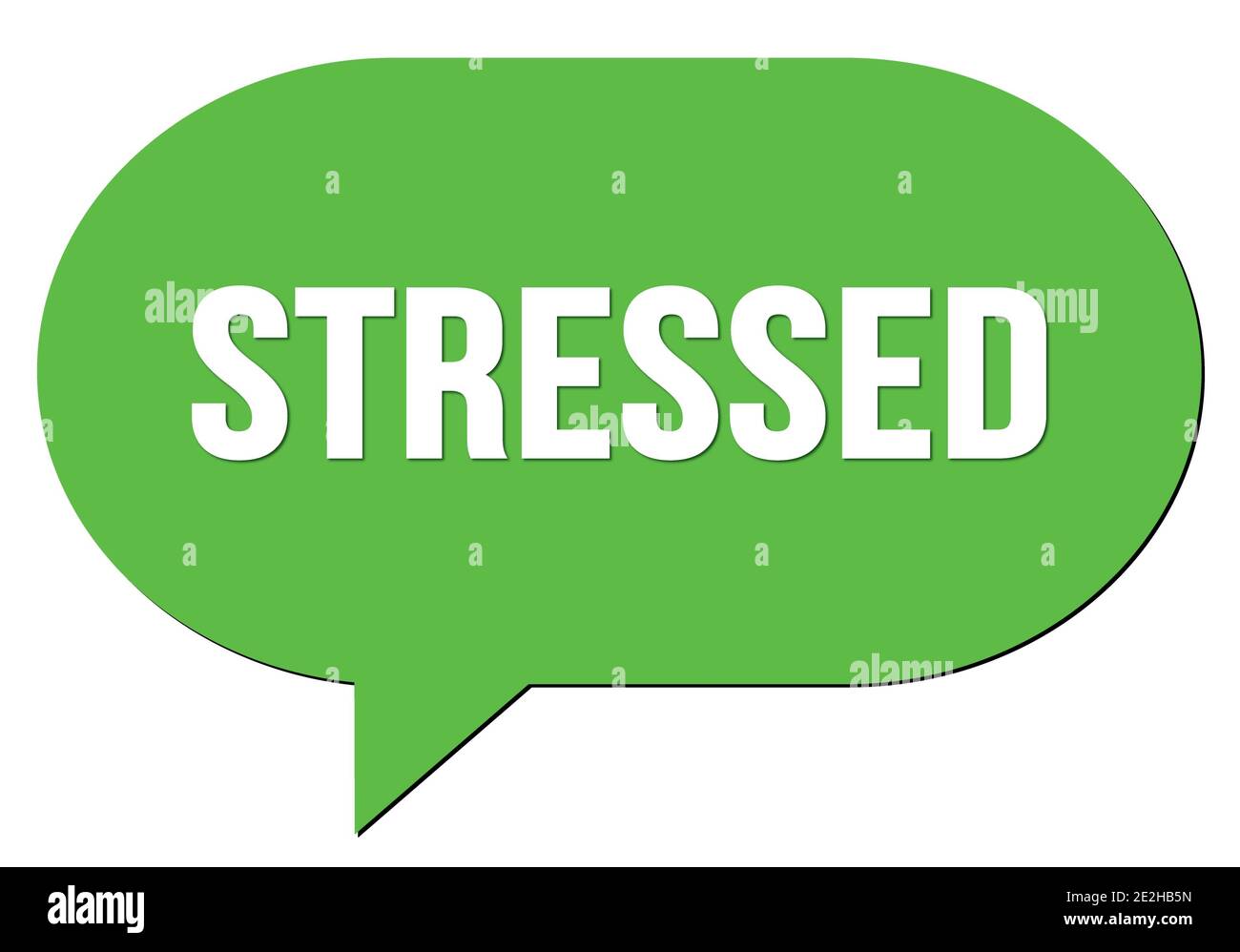 STRESSED text written in a green speech bubble stamp Stock Photo - Alamy