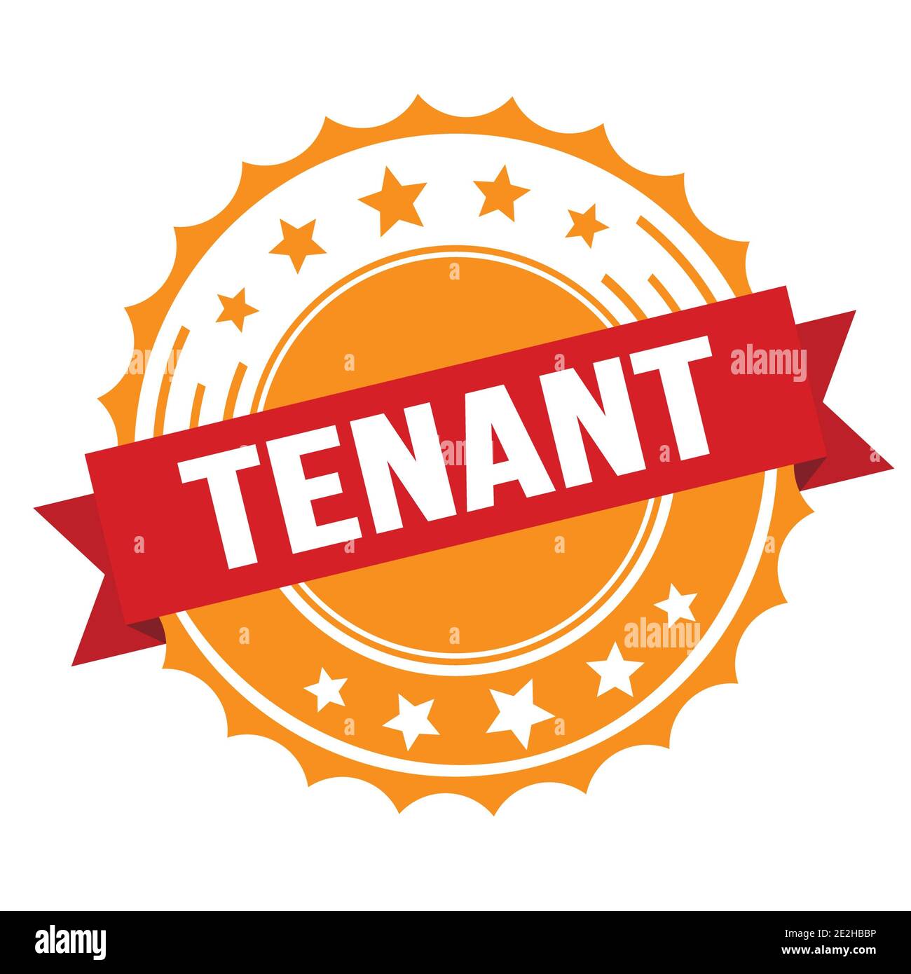 TENANT text on red orange ribbon badge stamp Stock Photo - Alamy