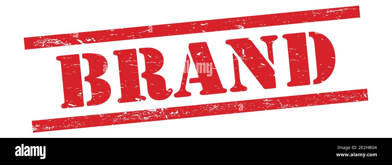 BRAND text on red grungy vintage rubber stamp Stock Photo - Alamy