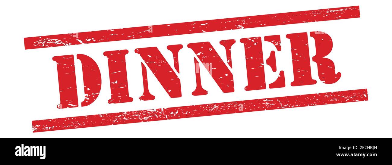 DINNER text on red grungy vintage rubber stamp Stock Photo - Alamy