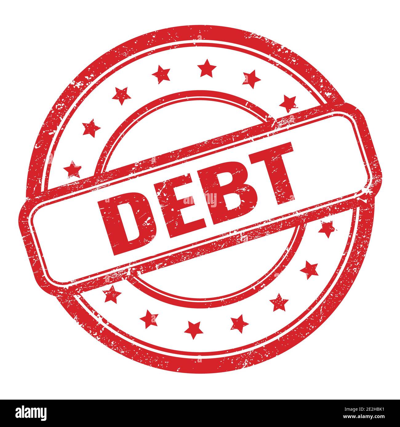 DEBT text on red grungy vintage round rubber stamp Stock Photo - Alamy