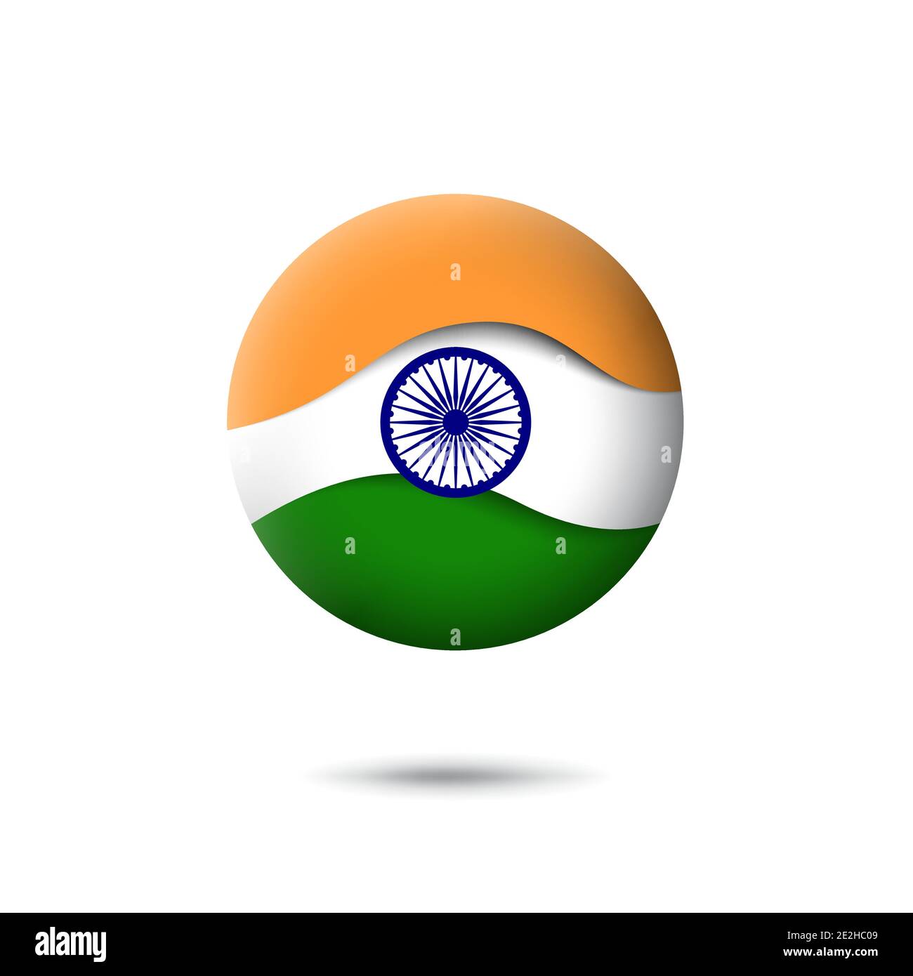 India flag icon in the shape of circle. Waving in the wind. Abstract ...