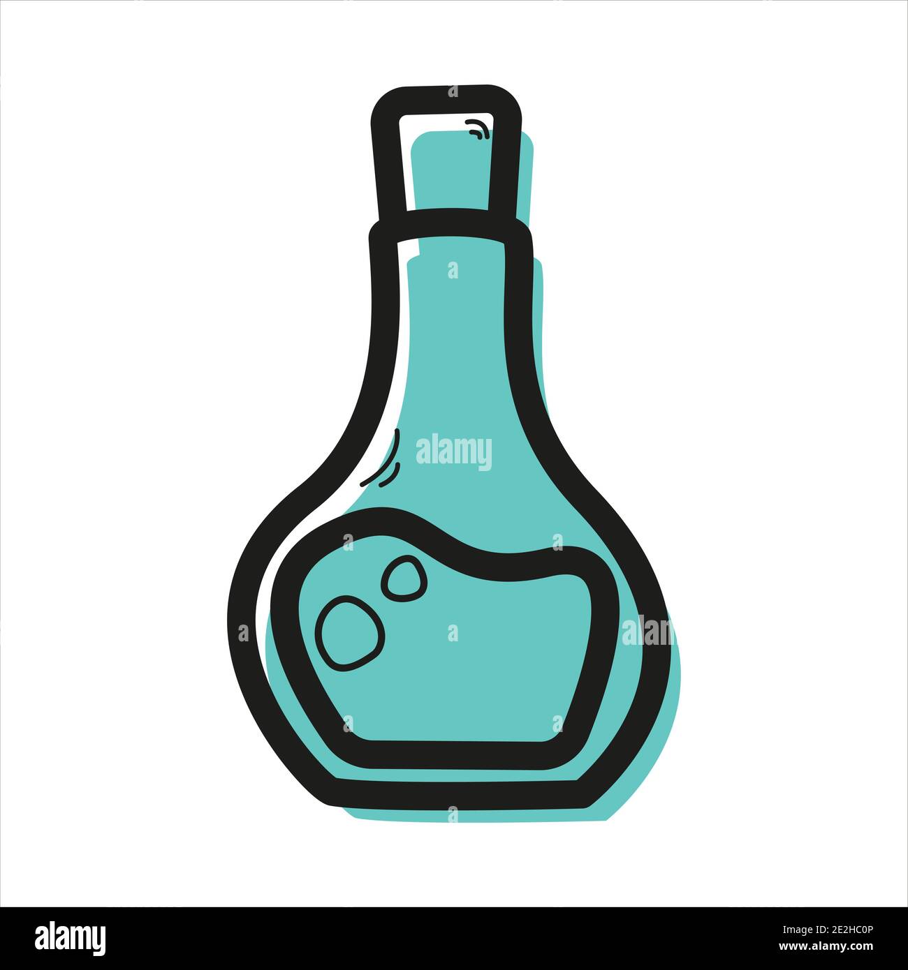 Vector linear color icon in the form of flask with lid and liquid ...