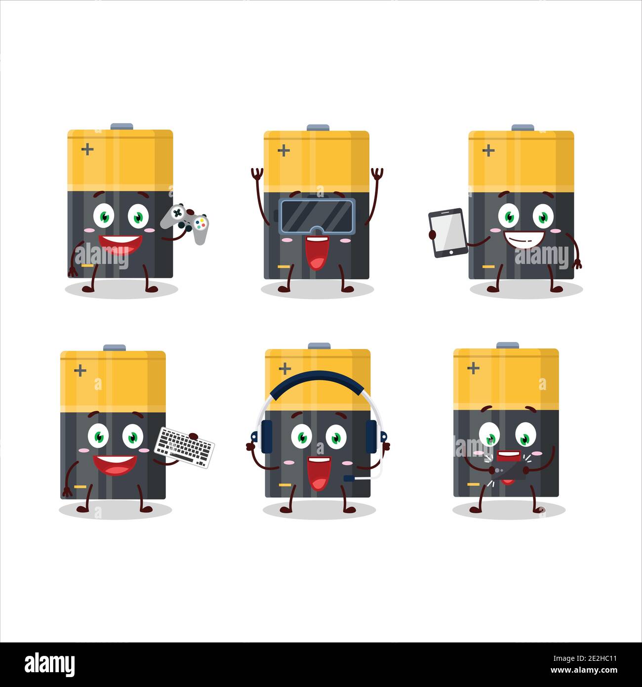 Power battery cartoon character are playing games with various cute ...