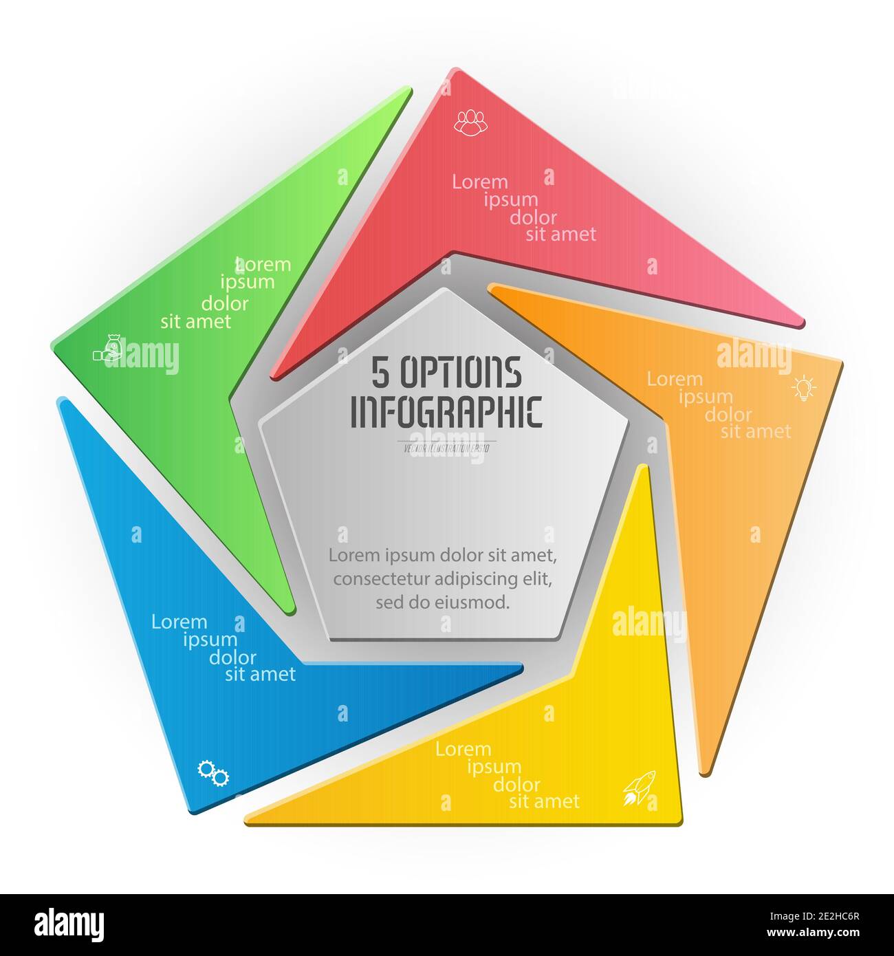 Pentagon infographic. The triangle diagram is divided into 5 parts ...