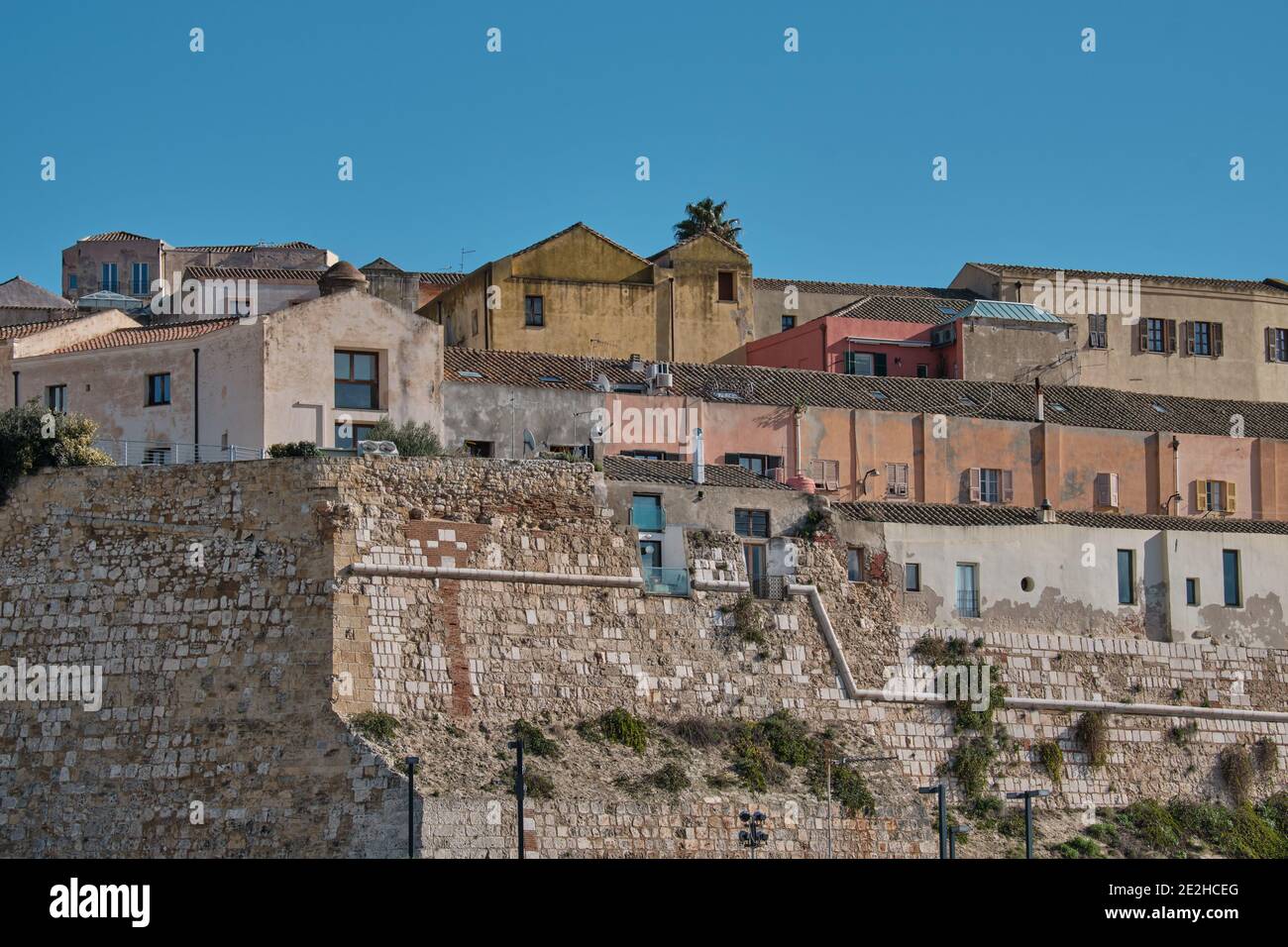 Cagliari old Castle city with close-up of ancient buildings - Sardinia ...