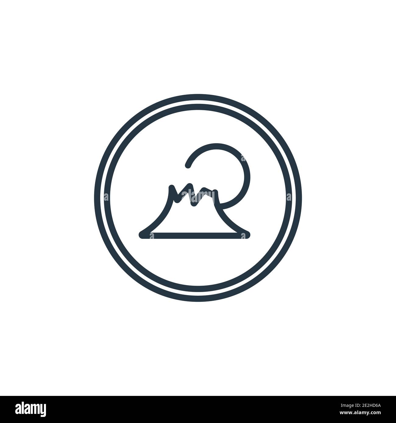 Mount fuji outline vector icon. Thin line black mount fuji icon, flat vector simple element ...