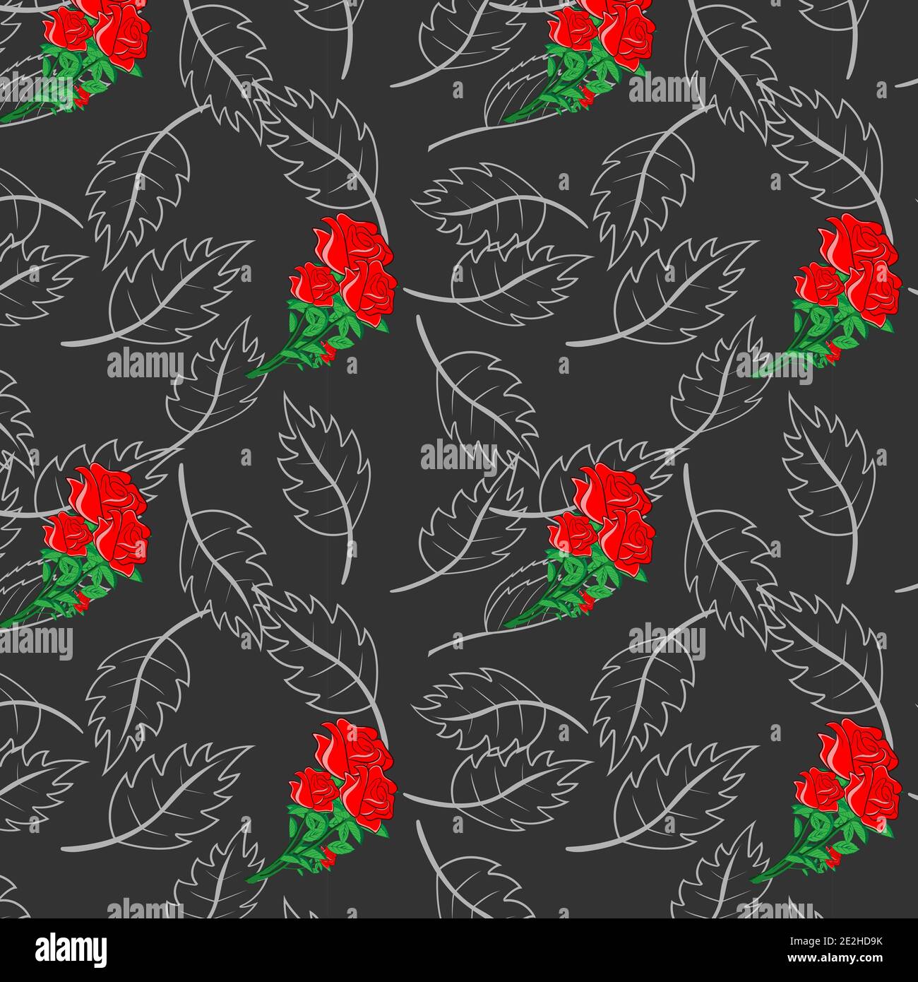 seamless Rose red and leaf flower design vector illustration for ...