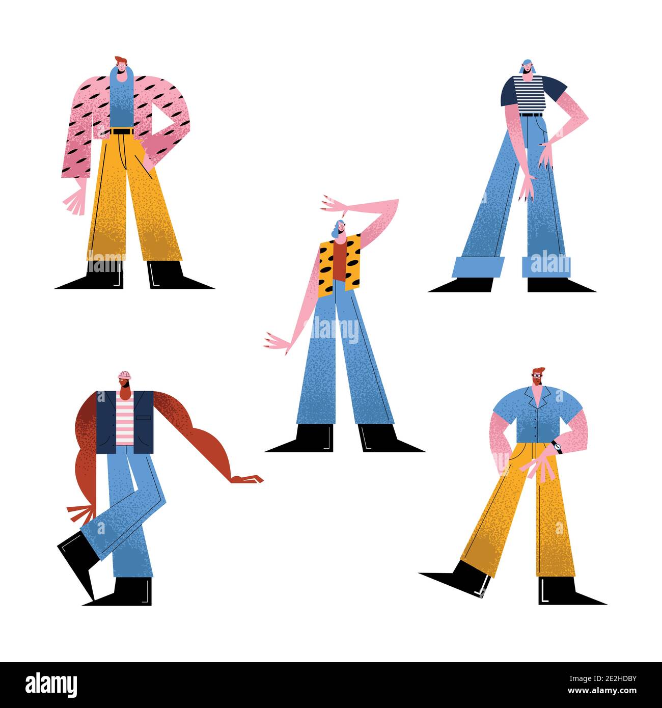 Women and men cartoons set with street fashion look design, Person ...