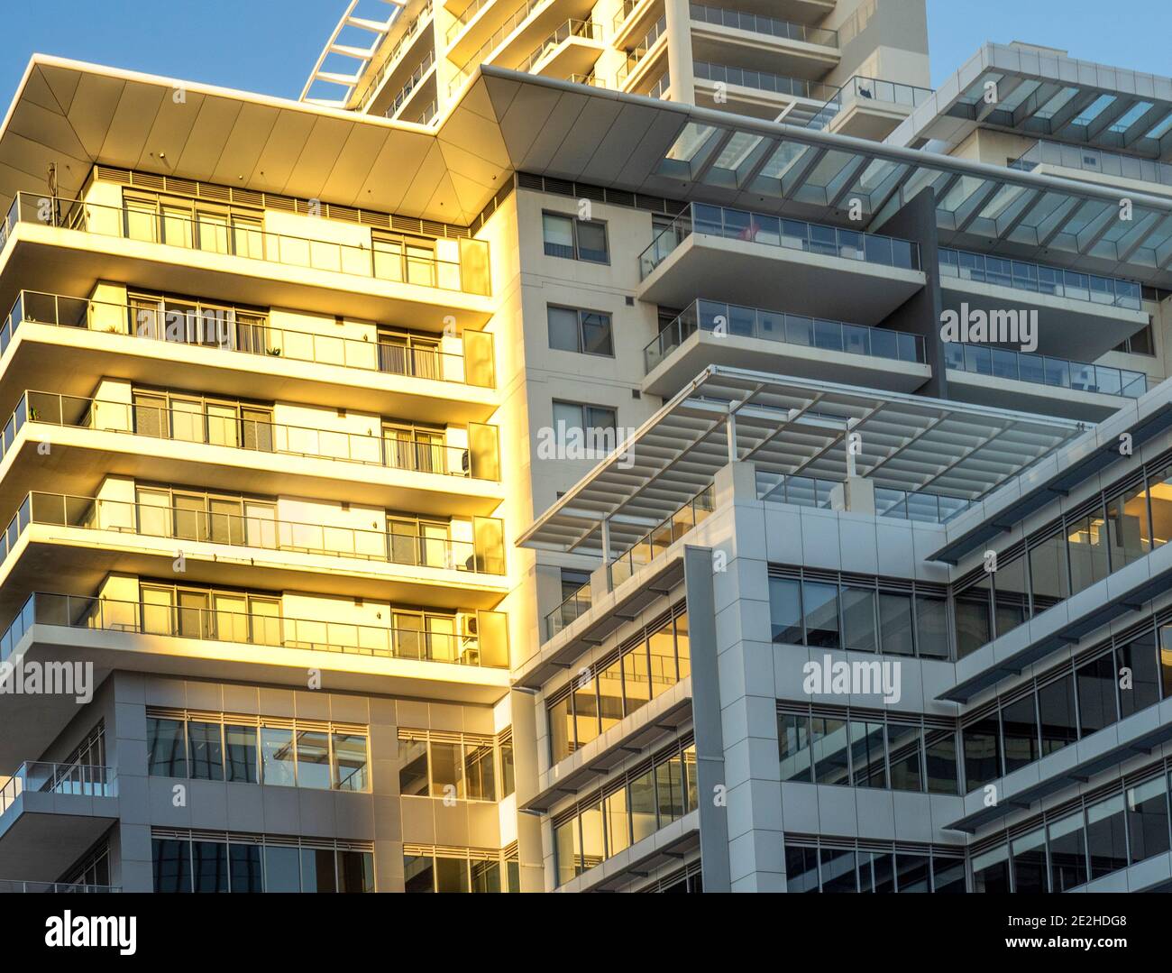 Balconies on high rise apartment tower in Perth Western Australia Stock ...