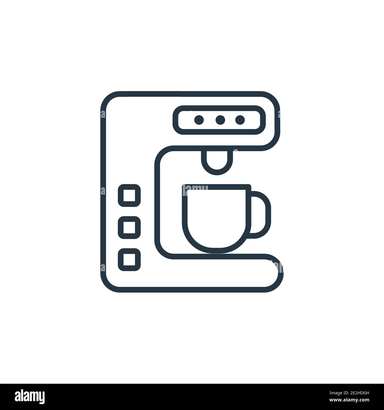 Coffee maker outline vector icon. Thin line black coffee maker icon ...