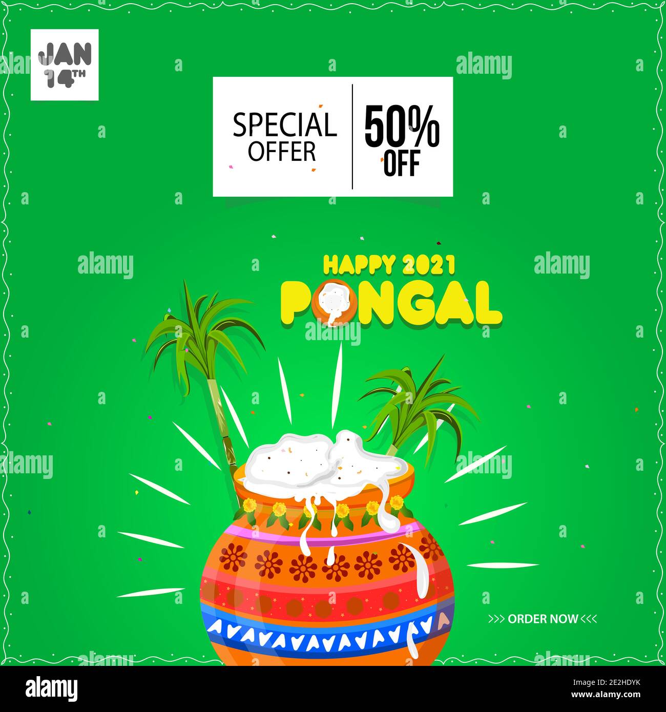 Pongal Festival Offer Banner Design with 50% Discount Offers Stock ...