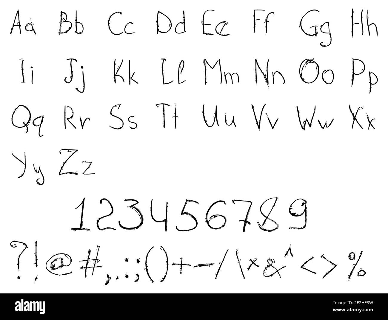 Scratched Handdrawn Alphabet Stock Vector Image & Art - Alamy