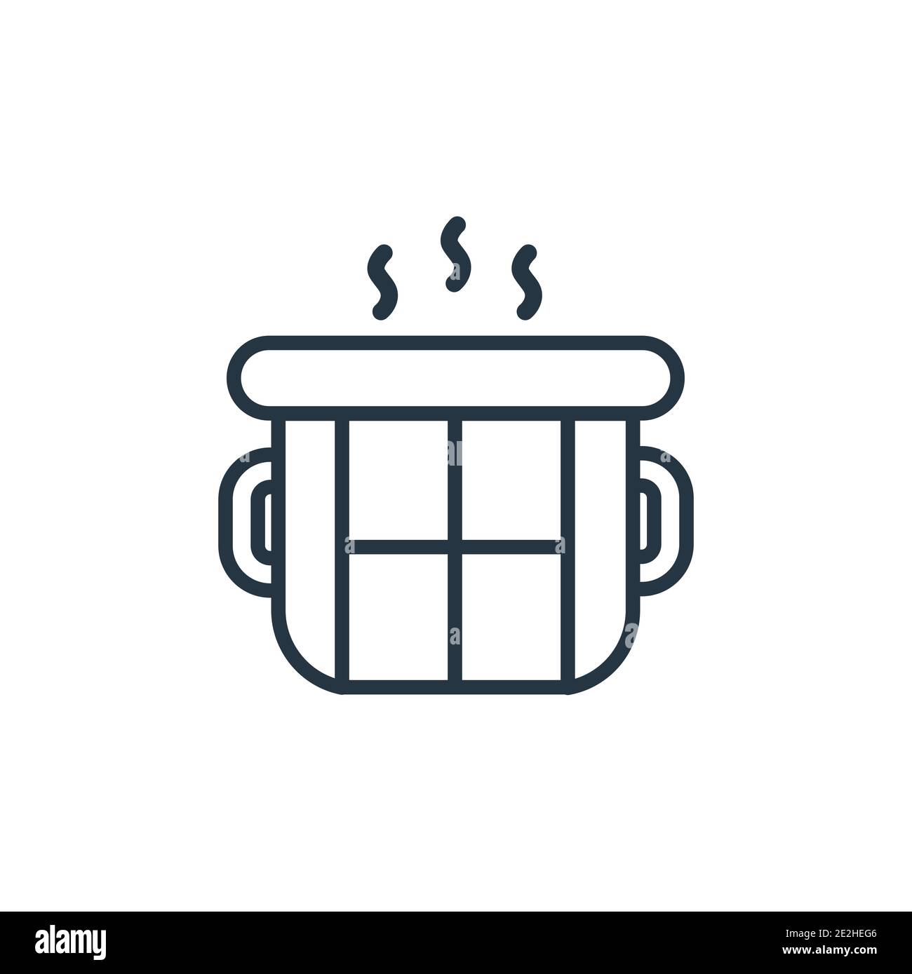 Cooking pot outline vector icon. Thin line black cooking pot icon, flat ...