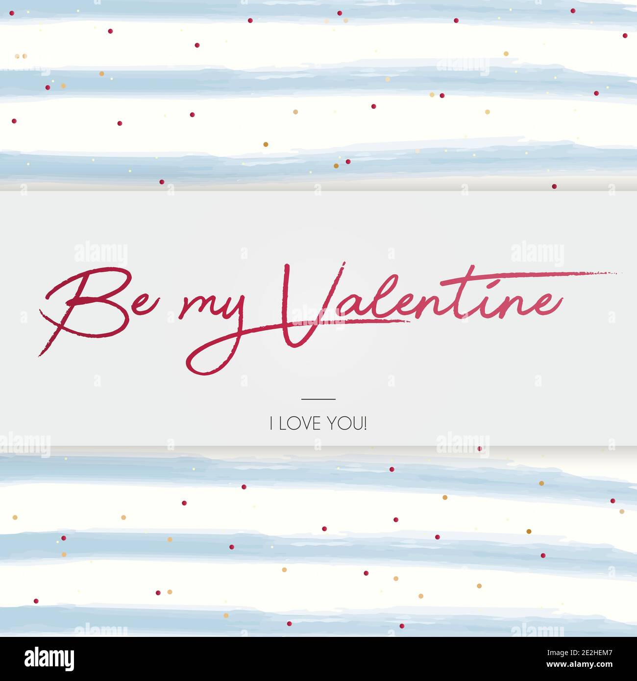 Valentines Day greeting card. Be my Valentine poster on the blue stripe ...