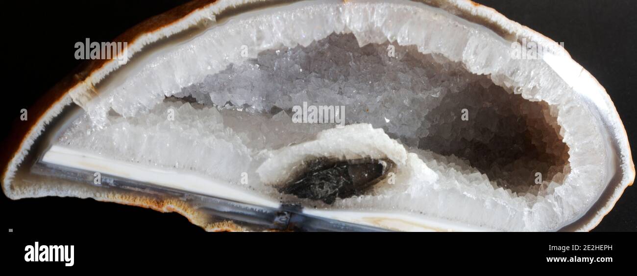 Tiny crystals of the mineral quartz, know as 'sugar' quartz, have ...