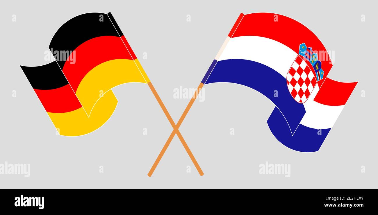 Crossed and waving flags of Croatia and Germany. Vector illustration ...