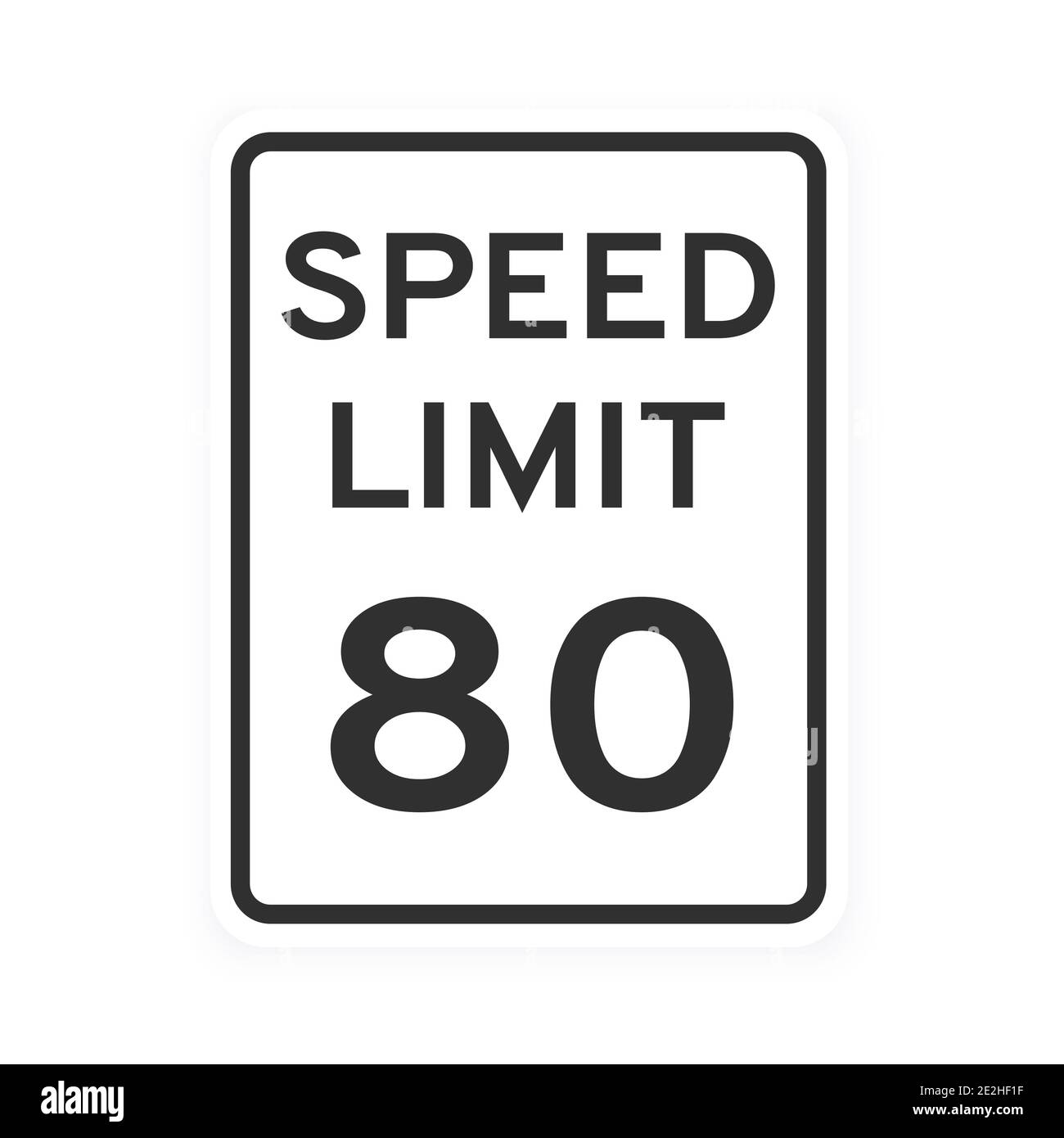 Speed limit 80 road traffic icon sign flat style design vector ...