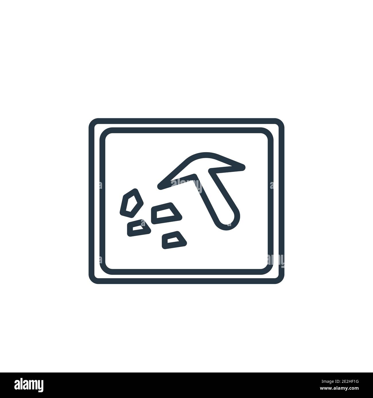 Mining work zone outline vector icon. Thin line black mining work zone ...